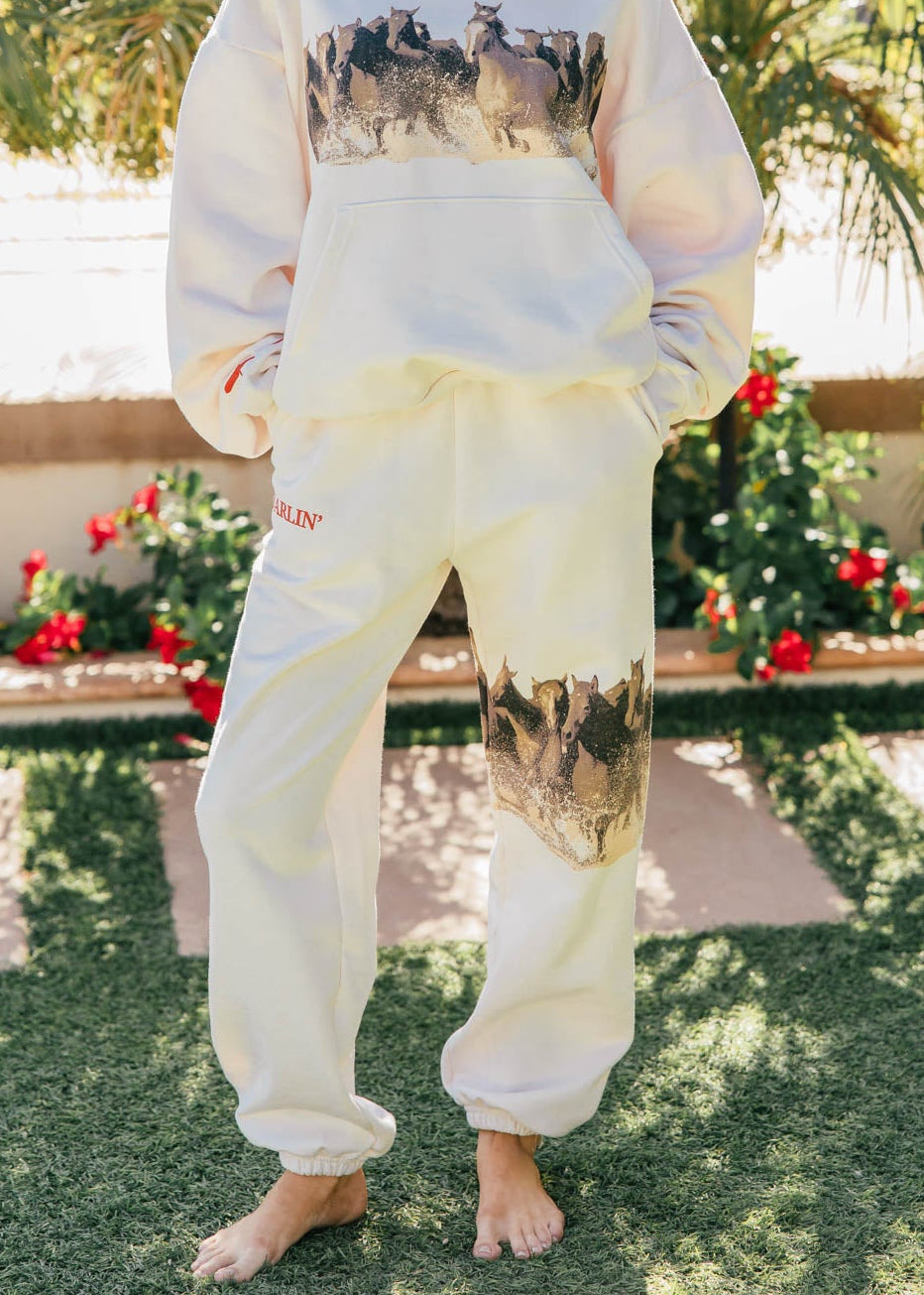 Wild Horse Sweatpant in Ivory – Glitzy Bella