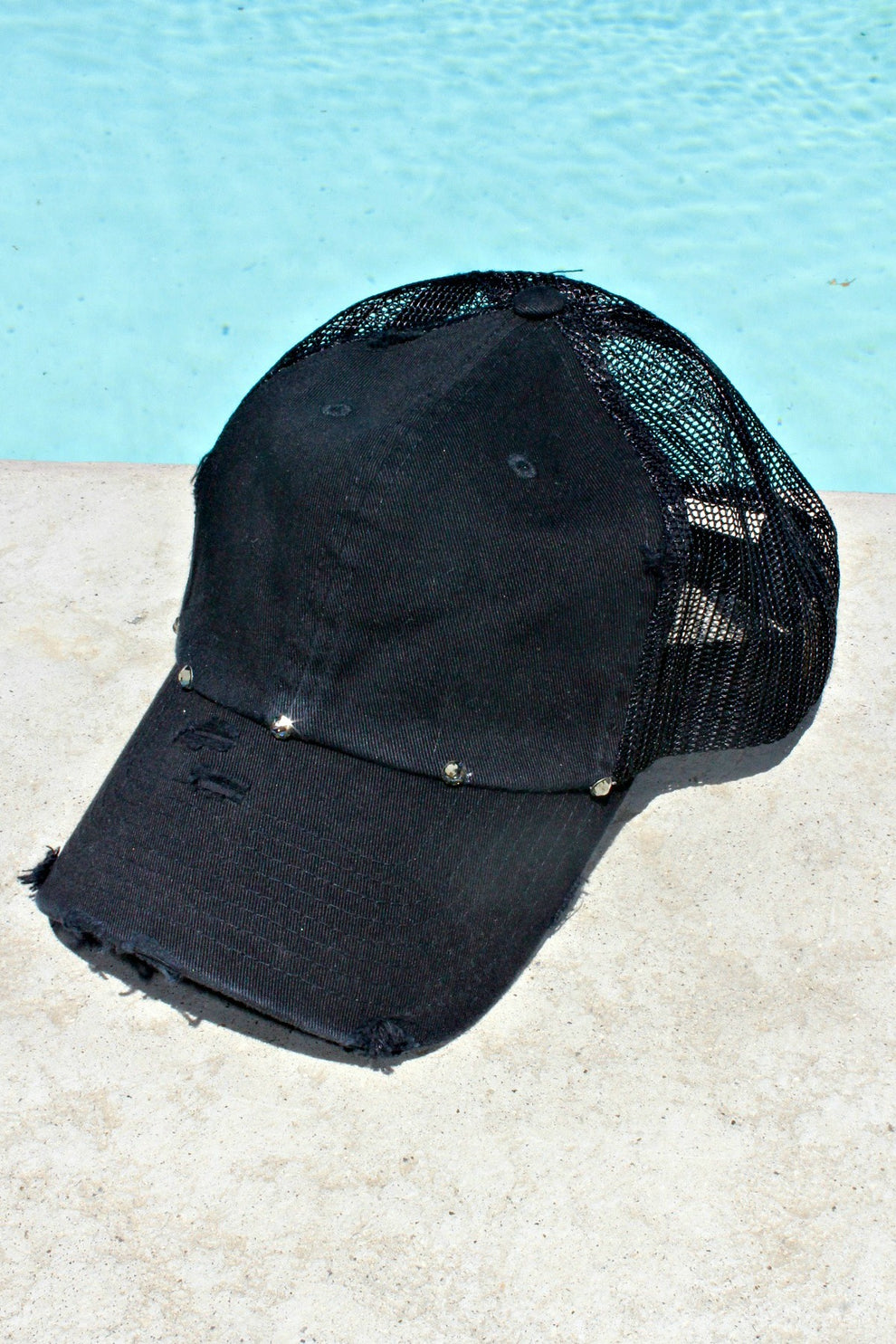 Vintage Distressed Black Ball Cap in 2 Styles – Glitzy Bella
